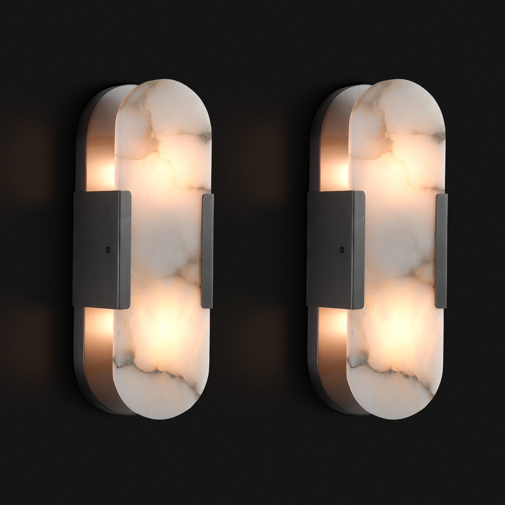 Orren Ellis Anjuta Brass/ Natural Alabaster Wall Sconces for Bathroom ...