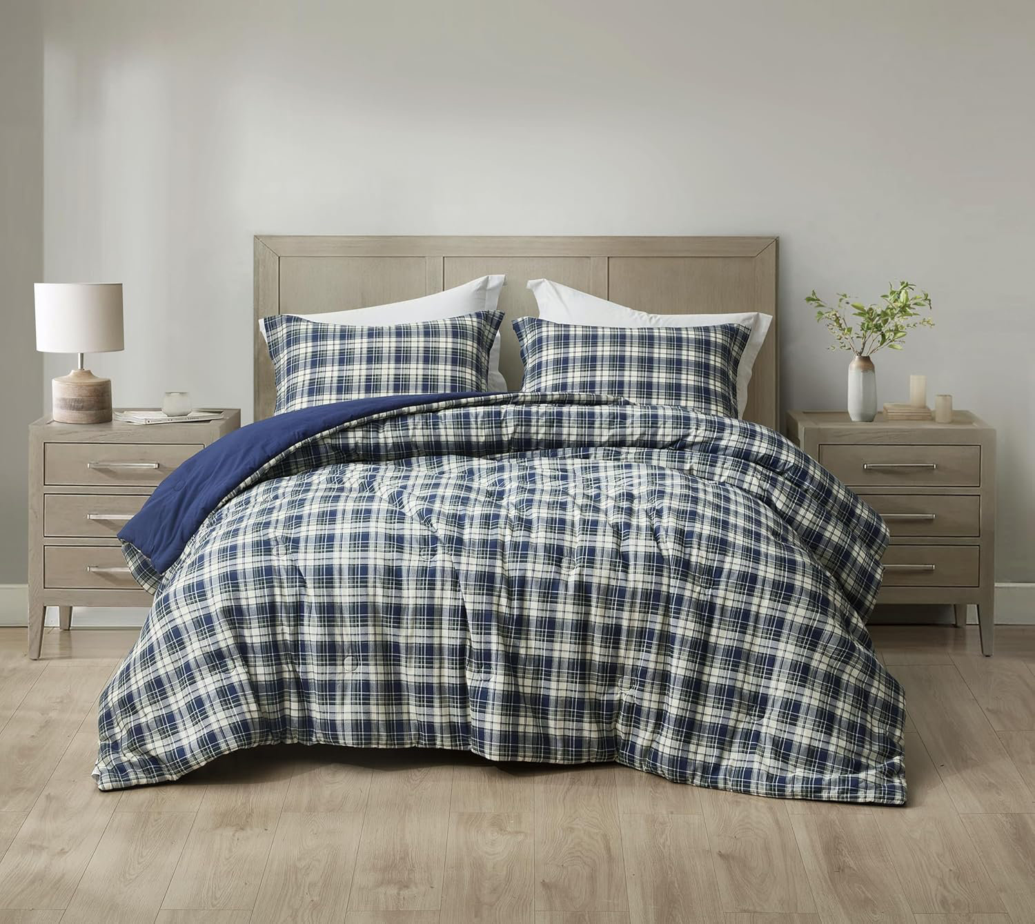 Chezmoi Collection Chad Plaid Printed Reversible Washed Cotton ...