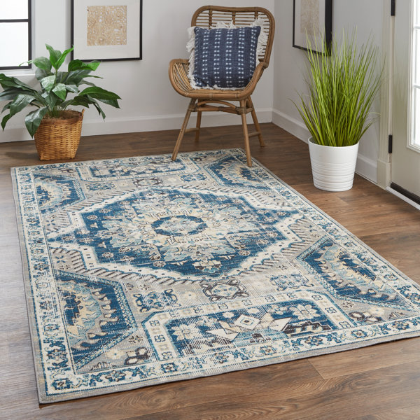 Three Posts™ Leeson Oriental Classic Blue Area Rug | Wayfair