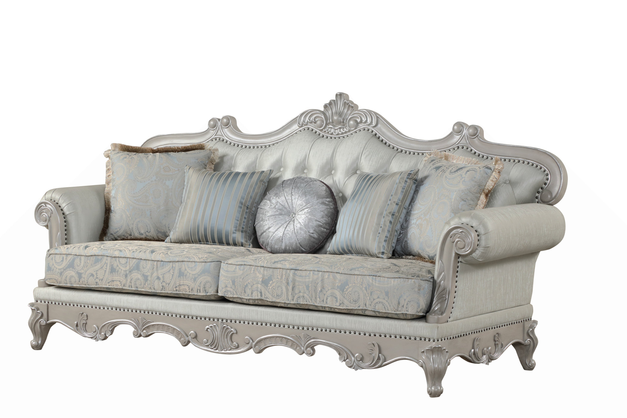 Bloomsbury Market Tuscan Traditional Sofa Made With Wood In Silver ...