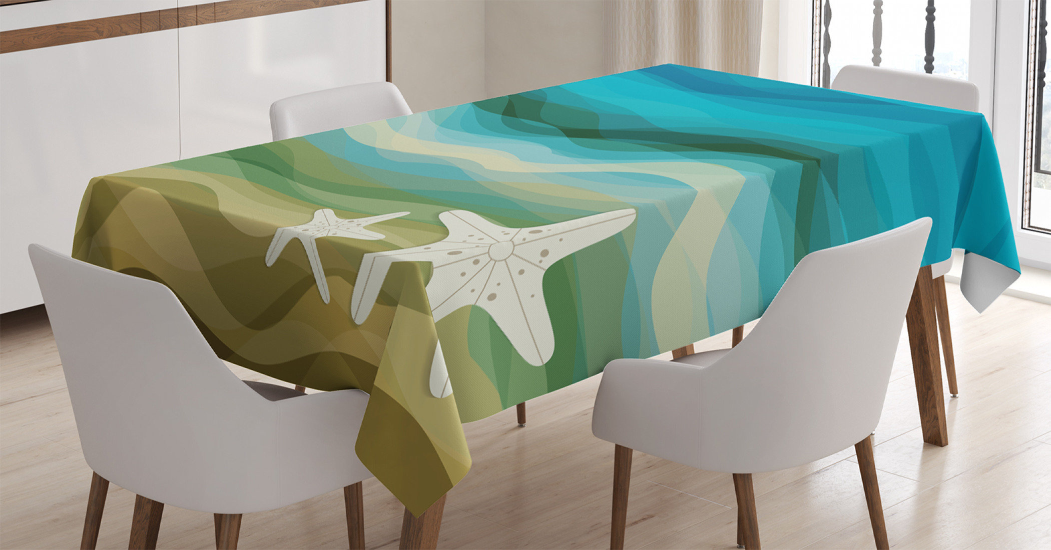 East Urban Home Abstract Design Modern Illustration Of Waves Starfish ...