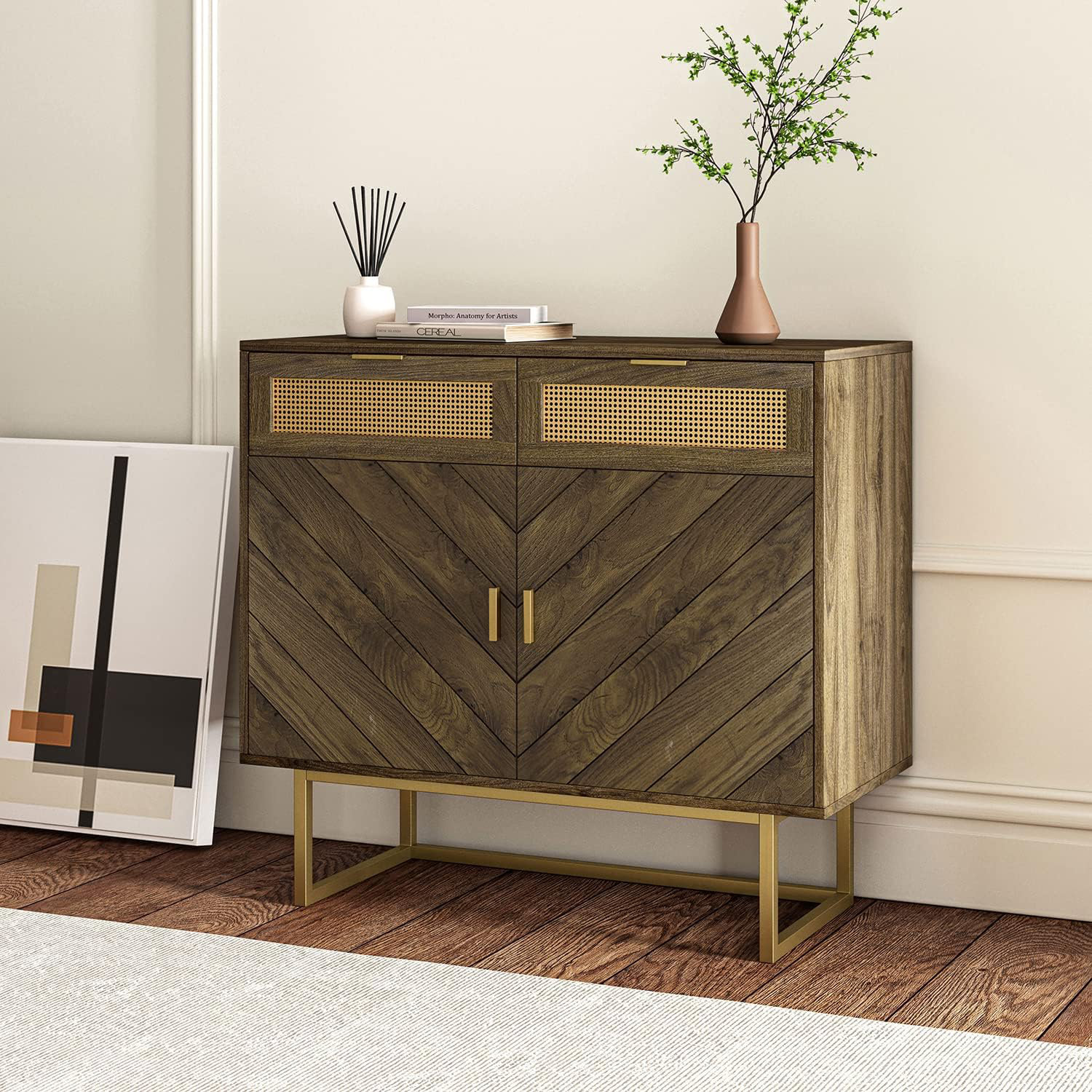 Bayou Breeze Modern Storage Cabinet With Metal Legs, Farmhouse Accent ...