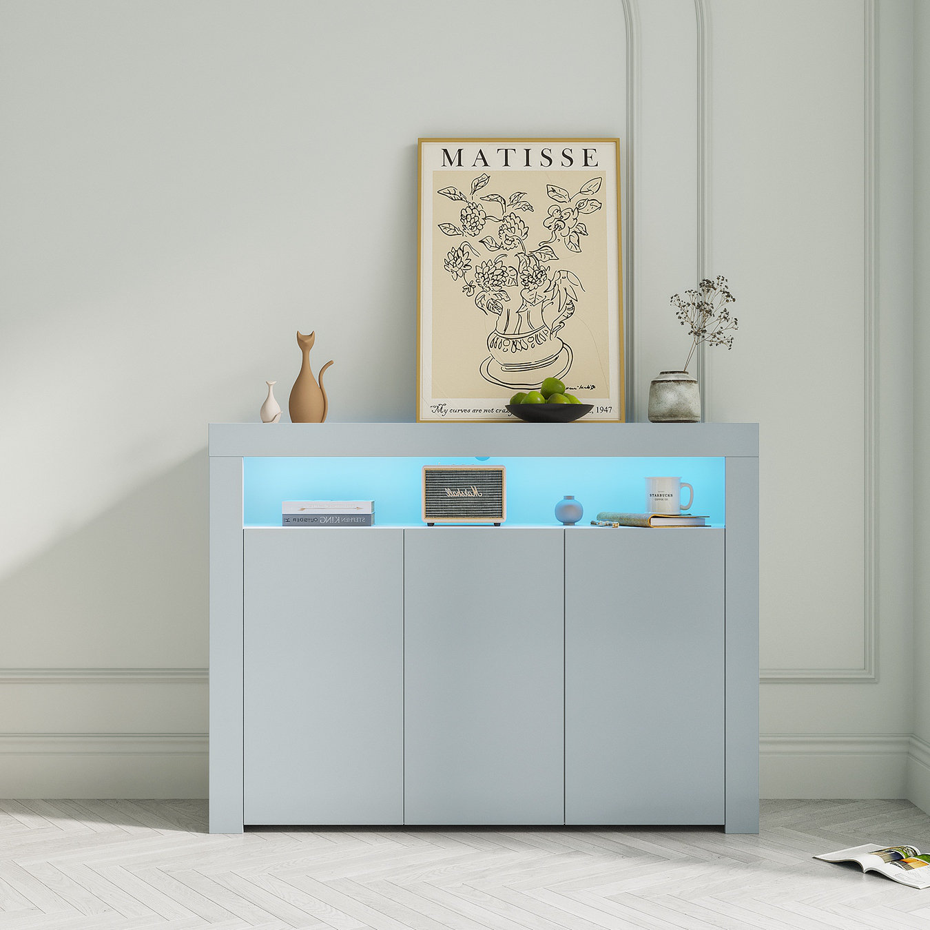 Home Decor Living Room Sideboard Storage Sideboard High Gloss With Led ...