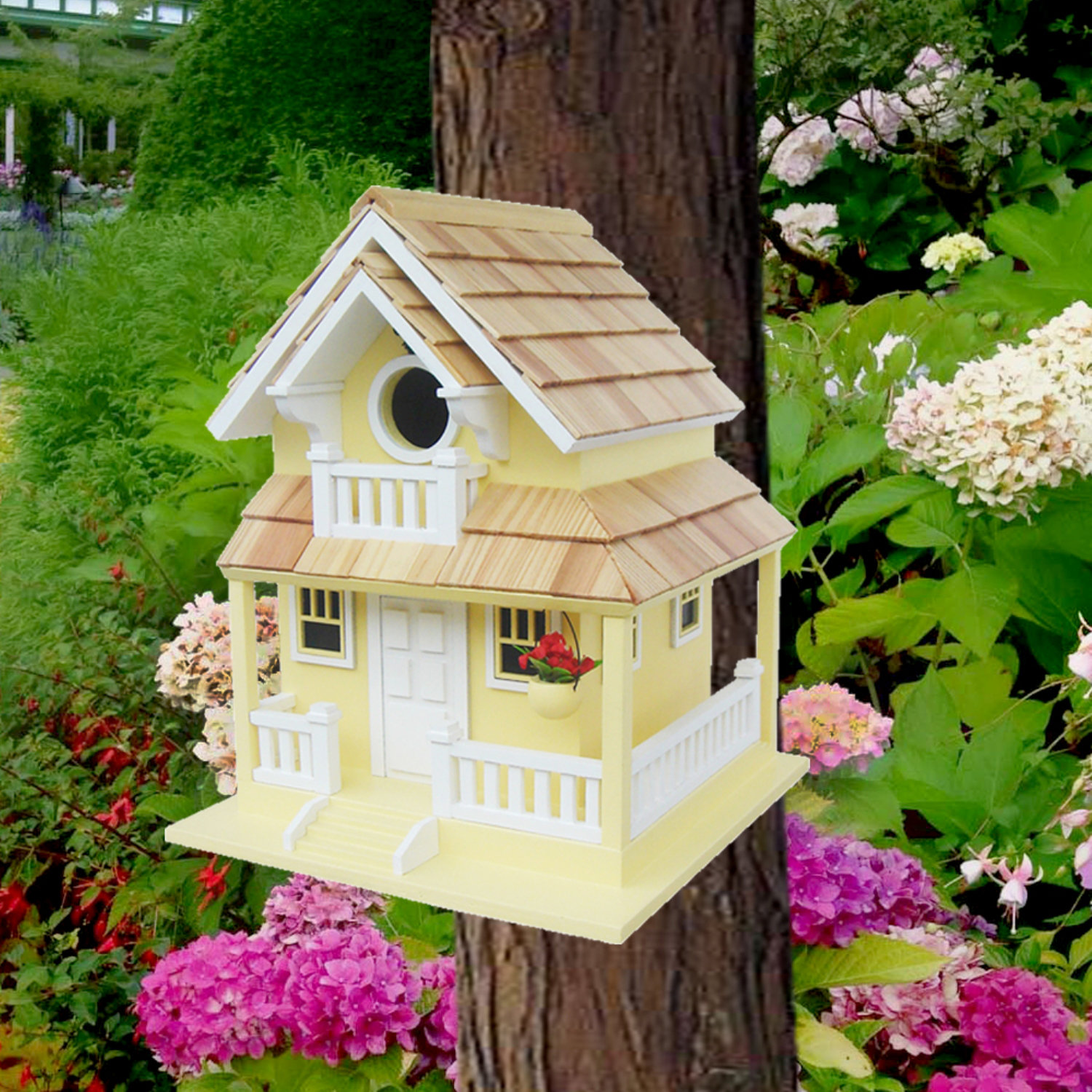 Home Bazaar Birds Of a Feather Backyard Bird Cottage 11 in x 8 in x 9 ...
