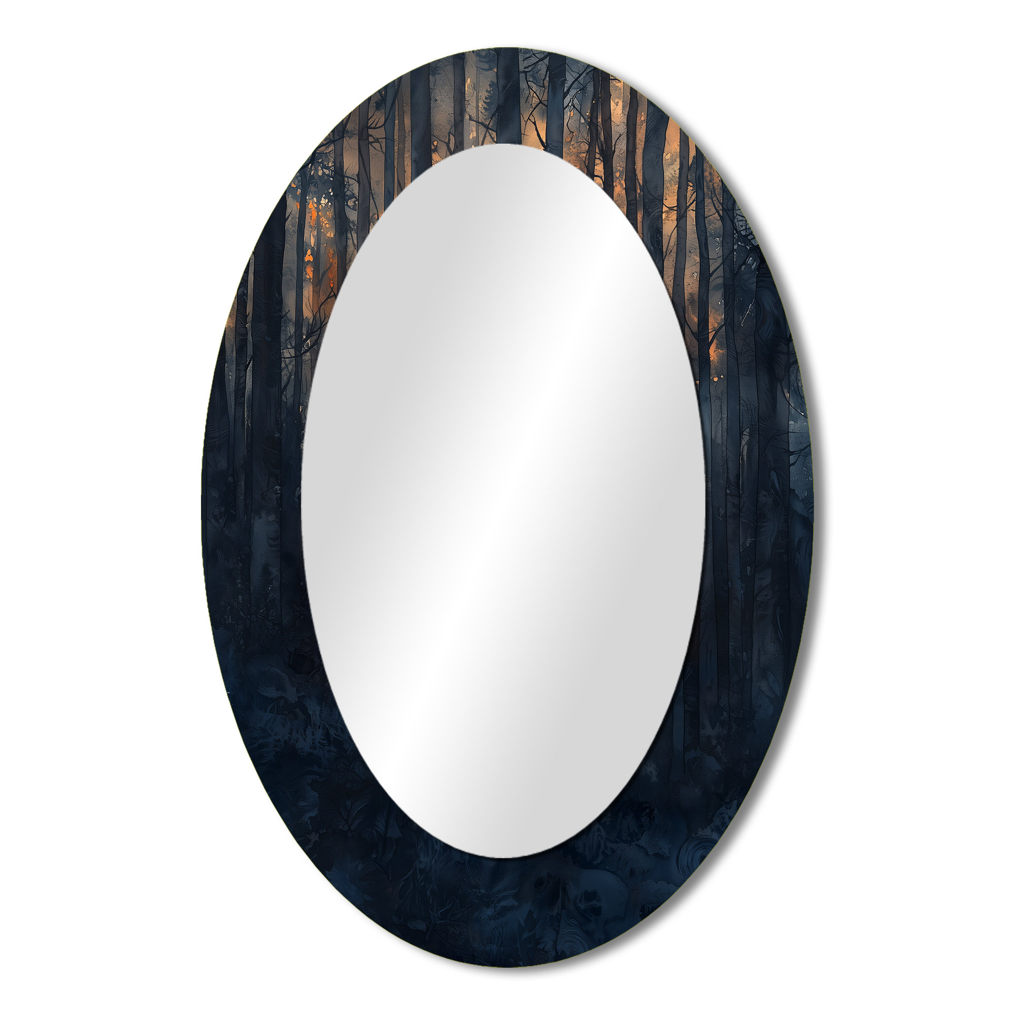 Dakota Fields Modern Amber Leave Harmony Of Autumn I - Floral Oval Decorative Mirror On Metal ...