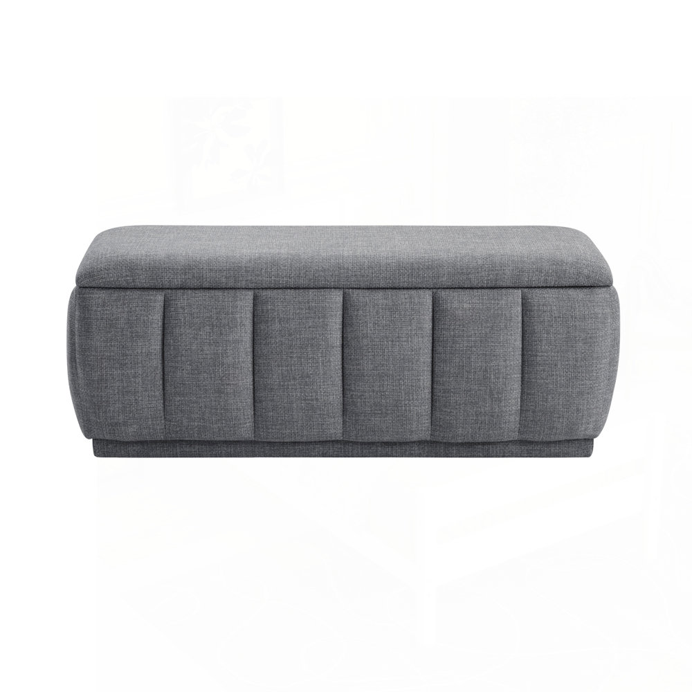 Latitude Run® Charming Plywood Storage Bench with Soft Fabric Seat for ...