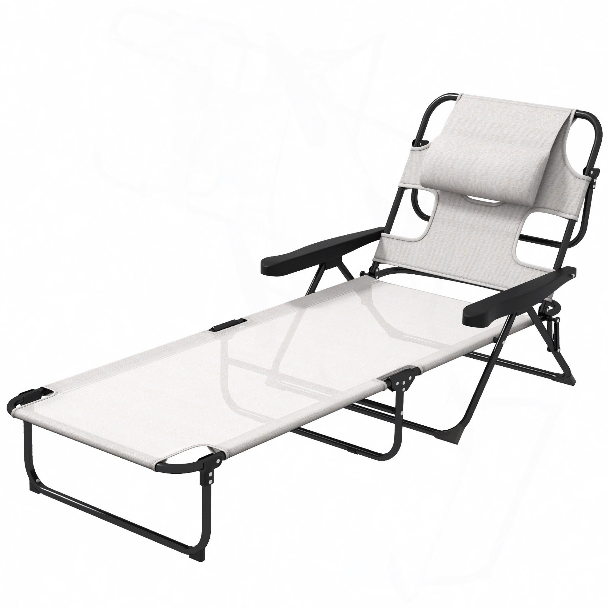 George Oliver Tanning Chaise Lounge Chair, 4-Position Beach Chair With ...
