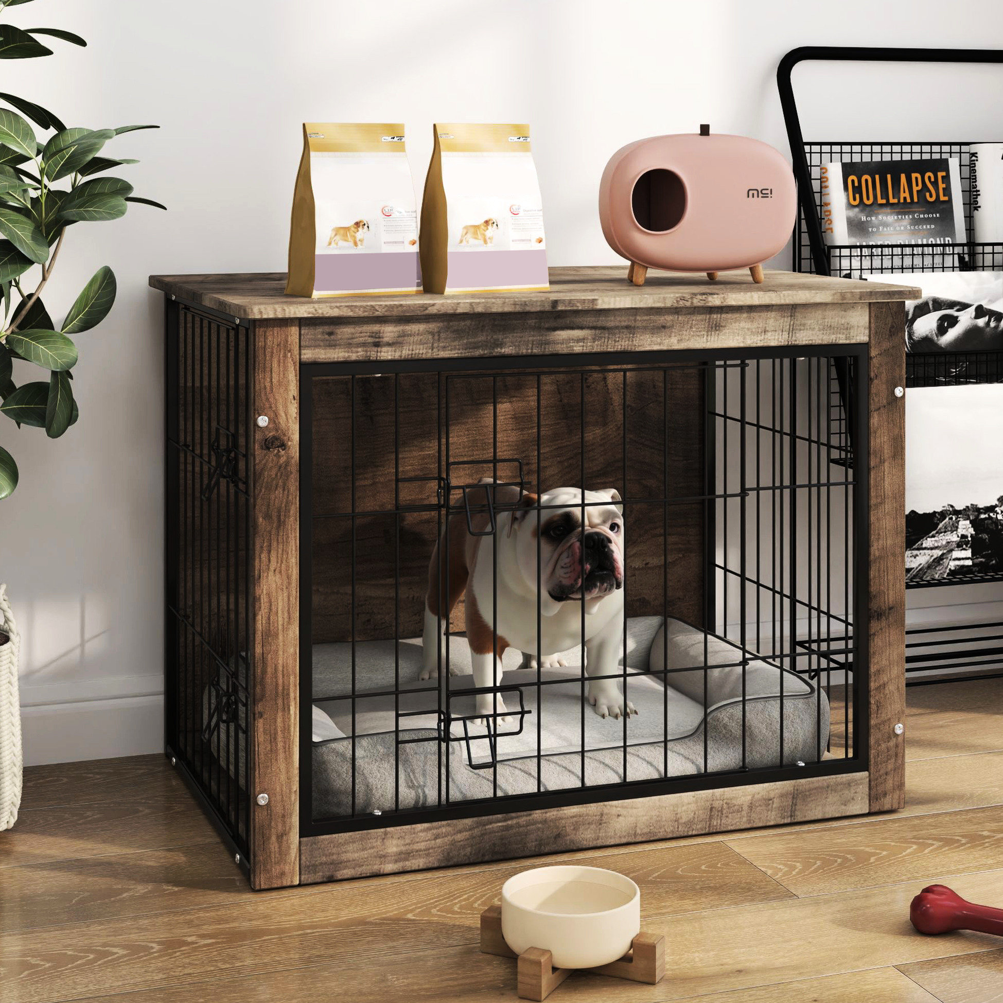 Archie & Oscar™ Medium Wooden Dog Kennel With Double Entrances ...