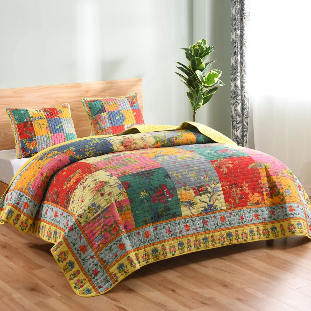 Smuge Yellow Standard Cotton Reversible 3 Piece Quilt - Wayfair Canada