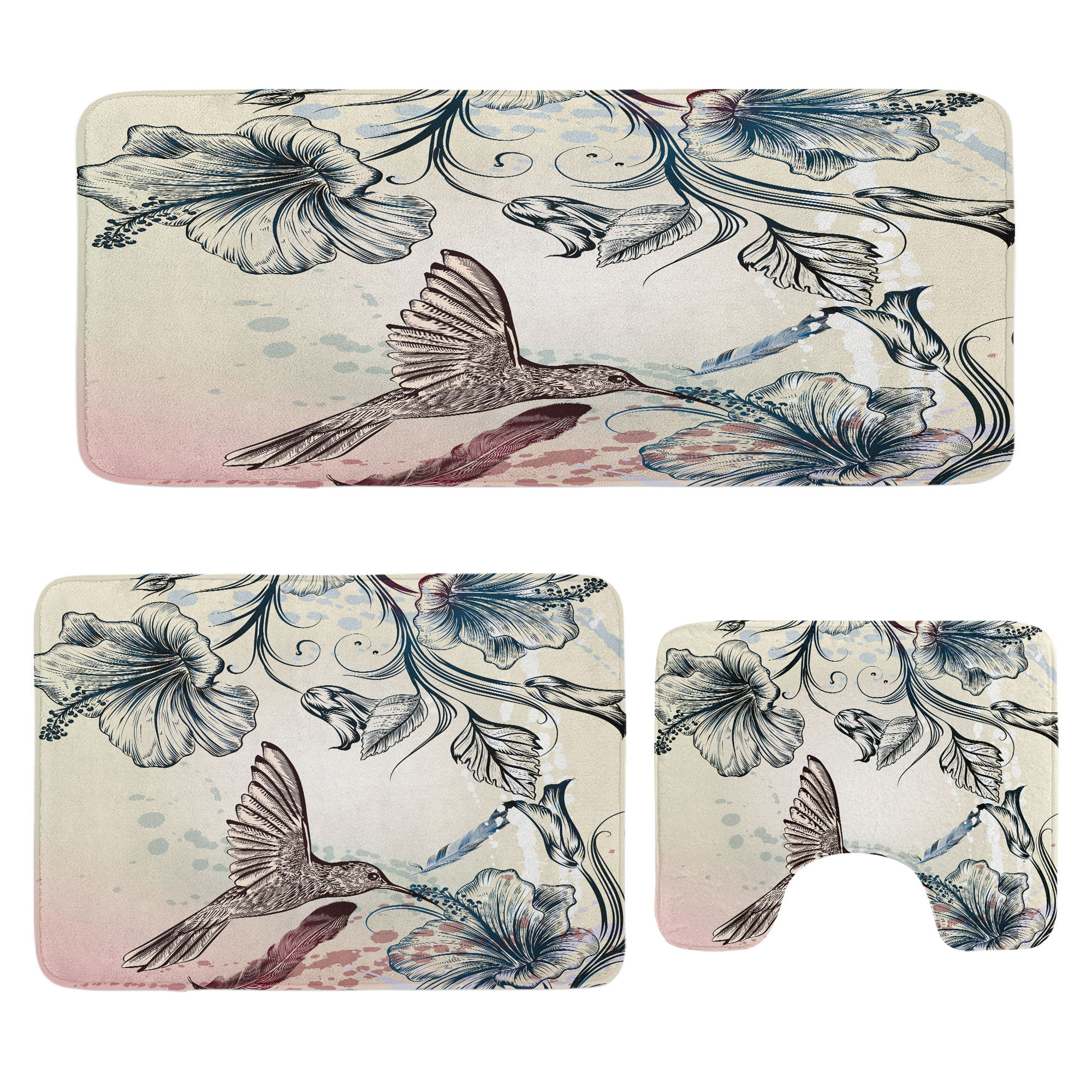 East Urban Home Nature Bathroom Rug Set 3 Pieces U-Shape & Rectangle ...