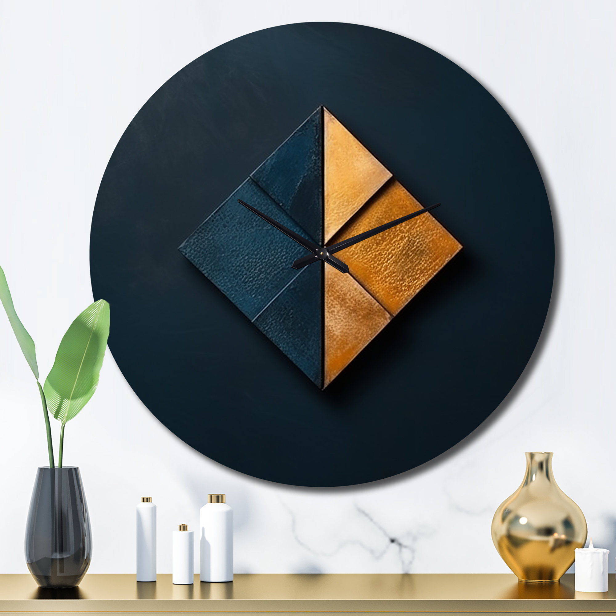 DesignArt Harmony Retro Diamond Geometry Teal And Gold I Metal Wall ...