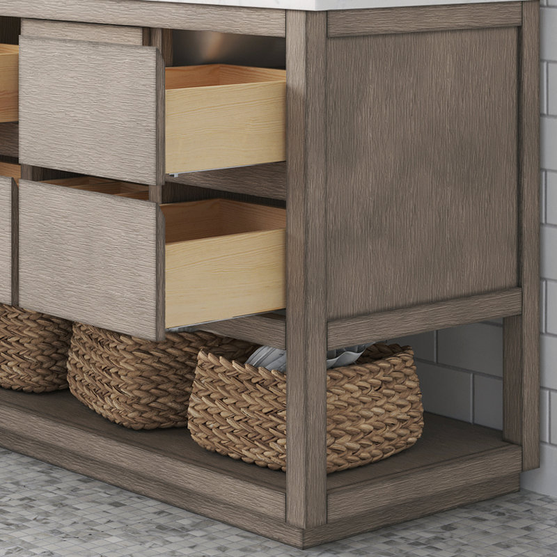 Wade Logan® Oakman 48" Carrara White Marble Countertop Bath Vanity in ...