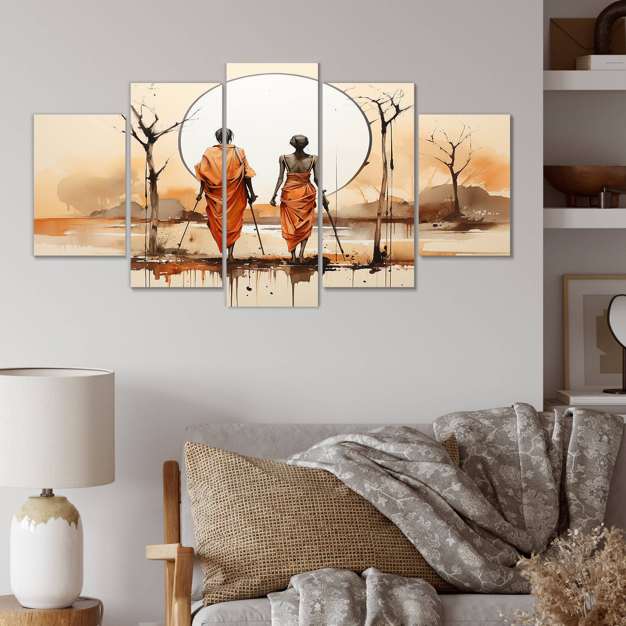 Lark Manor™ African Bushmen Of Kalahari II - African Tribal Multipanel ...