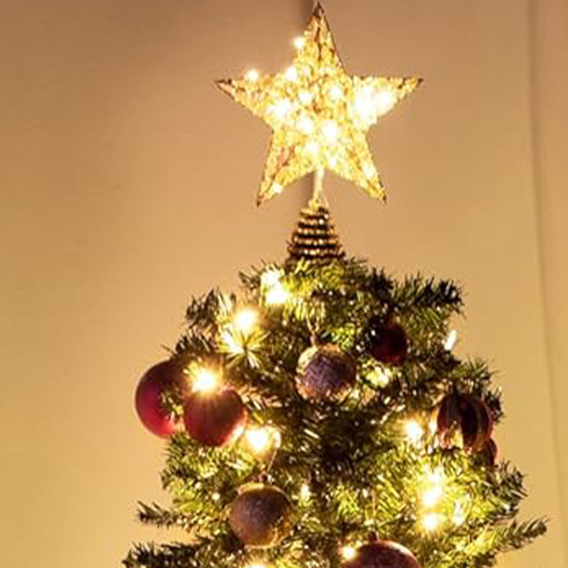 Filbop Gold Star Tree Topper Metal Hallow Tree Star Lighted for ...