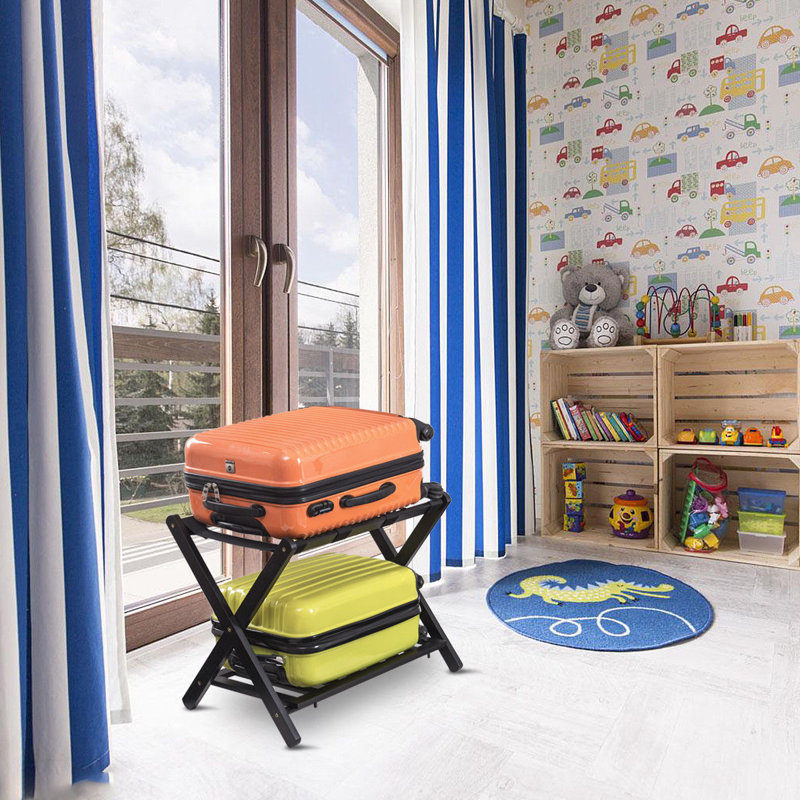 Costway Folding Luggage Rack with Shelf Travel Suitcase & Reviews | Wayfair