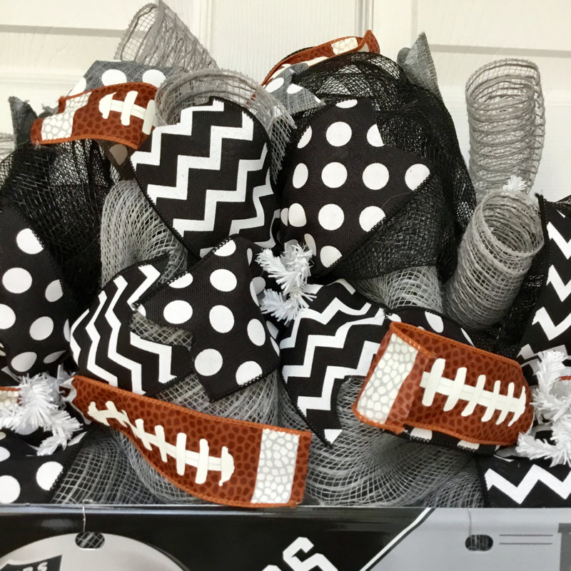 What A Mesh Football Wreath Oakland Raiders | Wayfair