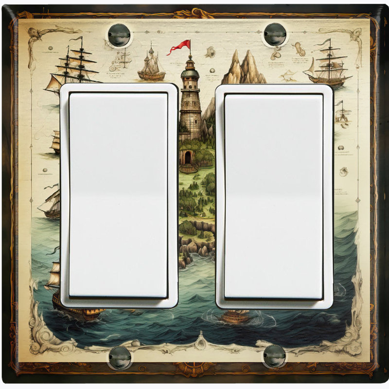WorldAcc Nautical Themed 2 - Gang Toggle Light Switch Standard Wall ...