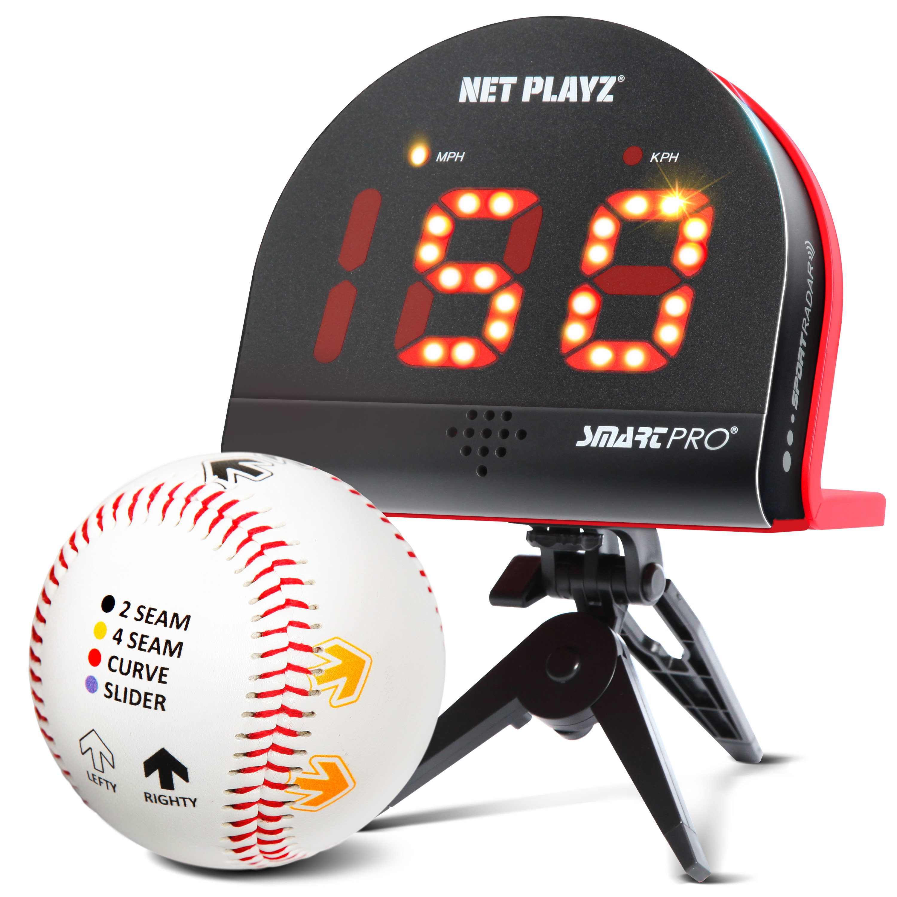 Net Playz Baseball Pitch Trainer Speed Radar + Finger Placement Markers ...