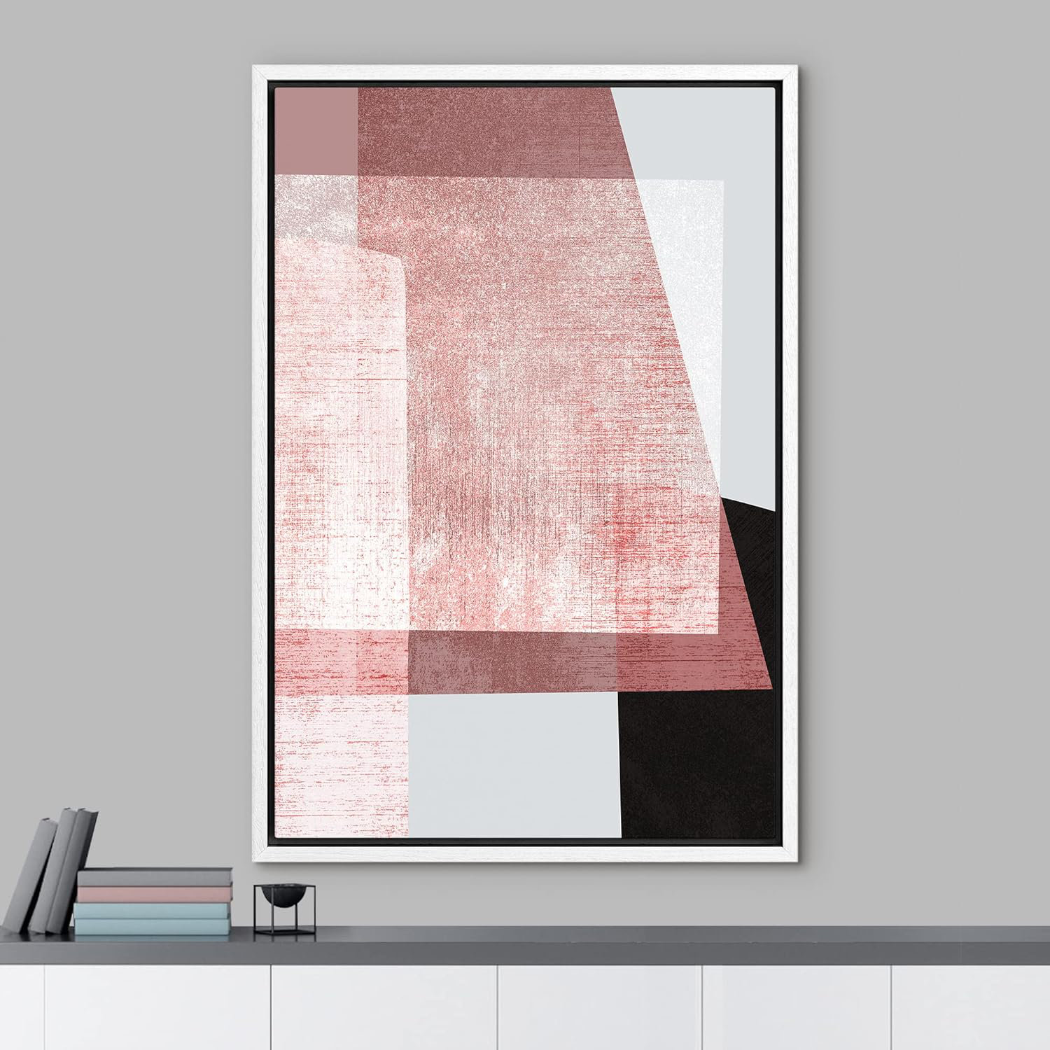 IDEA4WALL Mid Century Shape Geometric Pink Polygon Collage Abstract ...