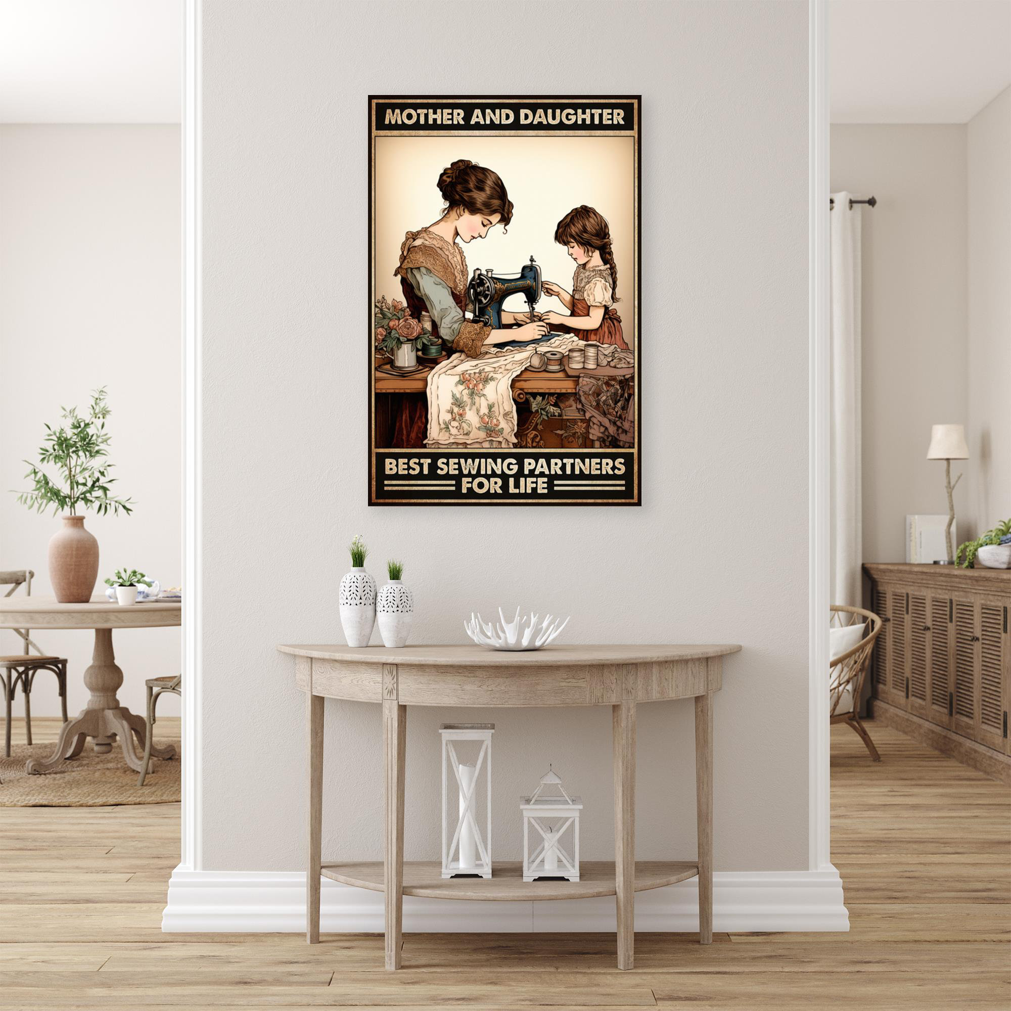 Trinx Daphney Mother And Daughter Sewing - 1 Piece Rectangle Graphic ...