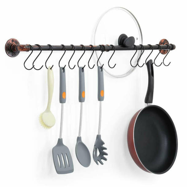 Prep & Savour Cucina Steel Straight Wall Mounted Pot Rack & Reviews ...