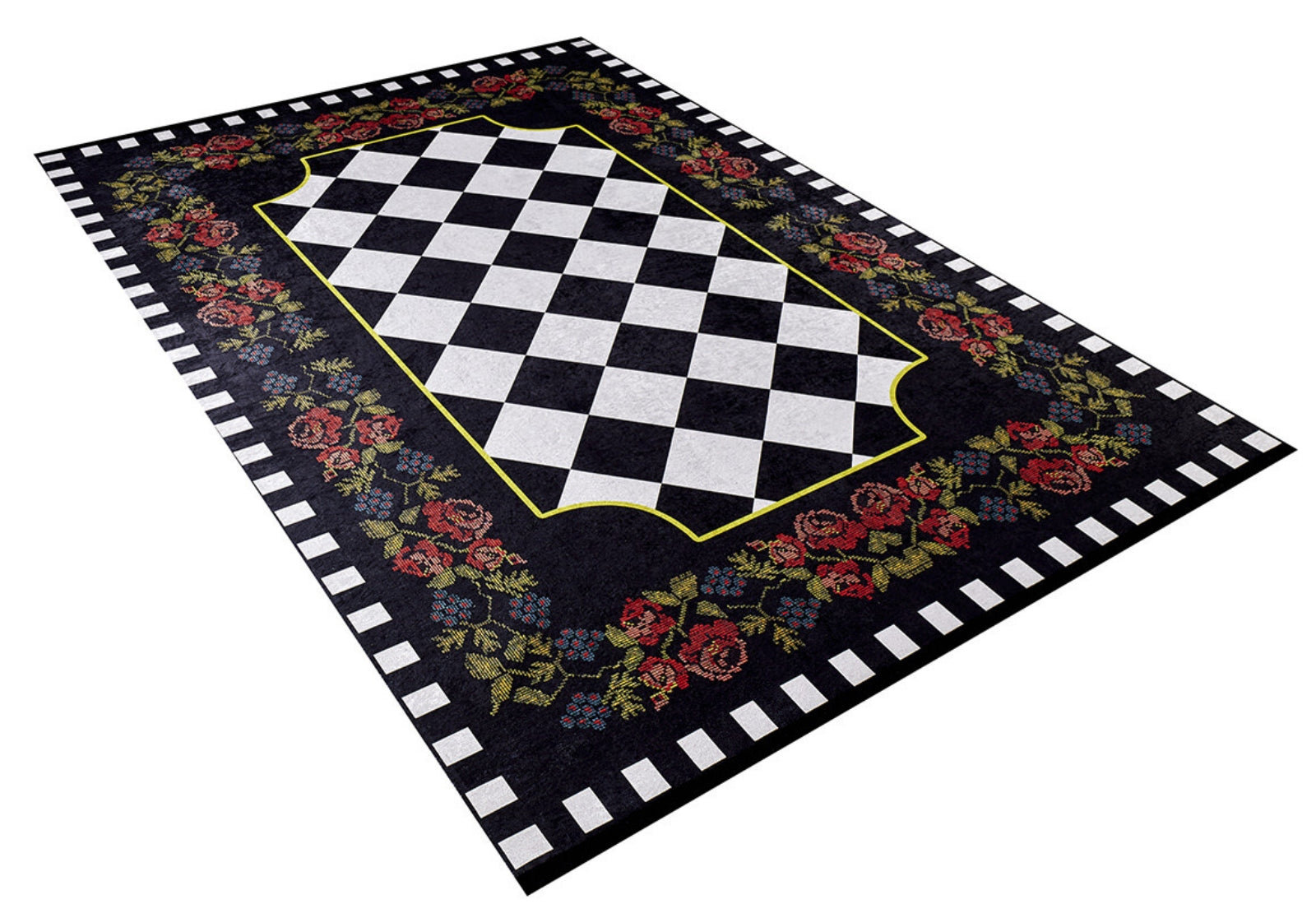 Bungalow Rose Cotton Black Machine Washable Rug | Wayfair