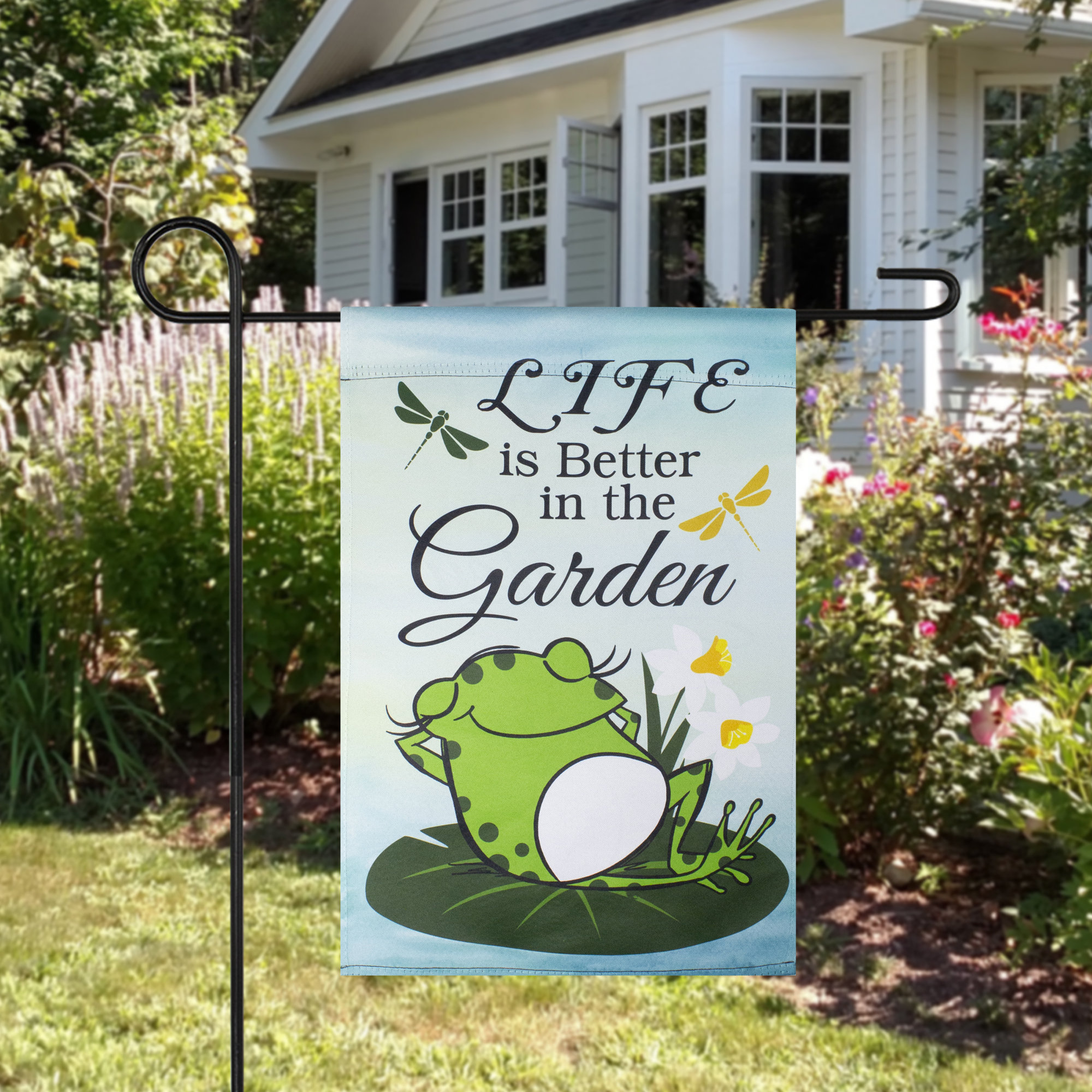 Northlight Seasonal Life is Better in the Garden Green Frog Outdoor ...