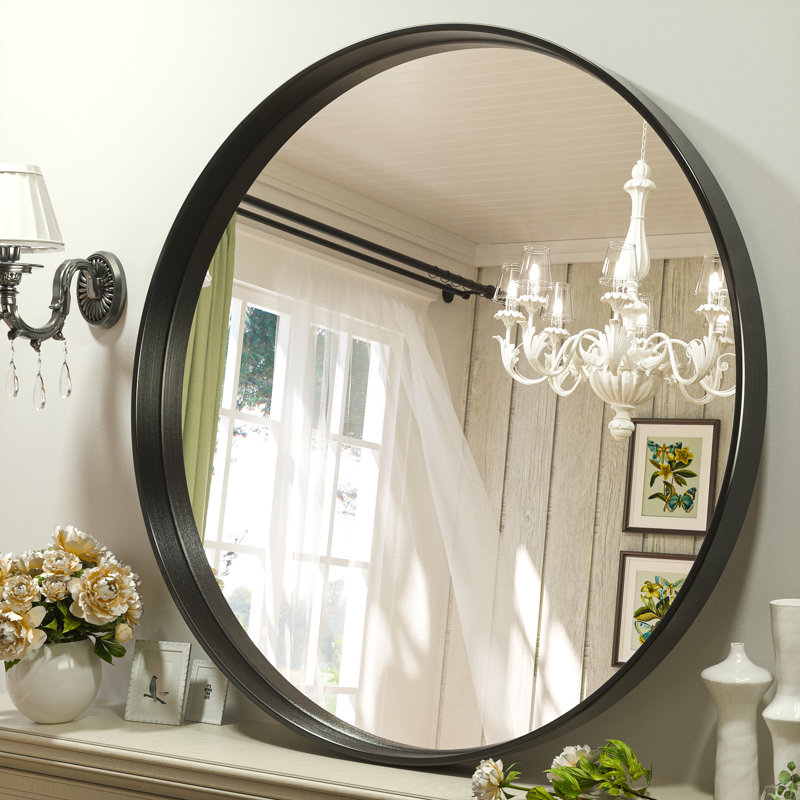 Ebern Designs Valancia Metal Frame Round Vanity Mirror,Wall Mounted ...