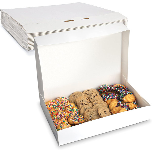 Prep & Savour Darshil White Cookie Boxes - 12" x 8" x 2.5" Bakery Boxes ...