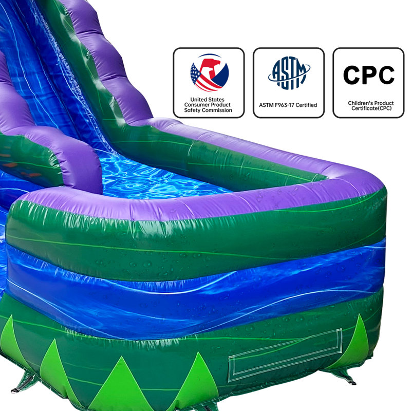 GOOSH 14' x 21' Purple Tropical Commercial Grade Water Slide with ...