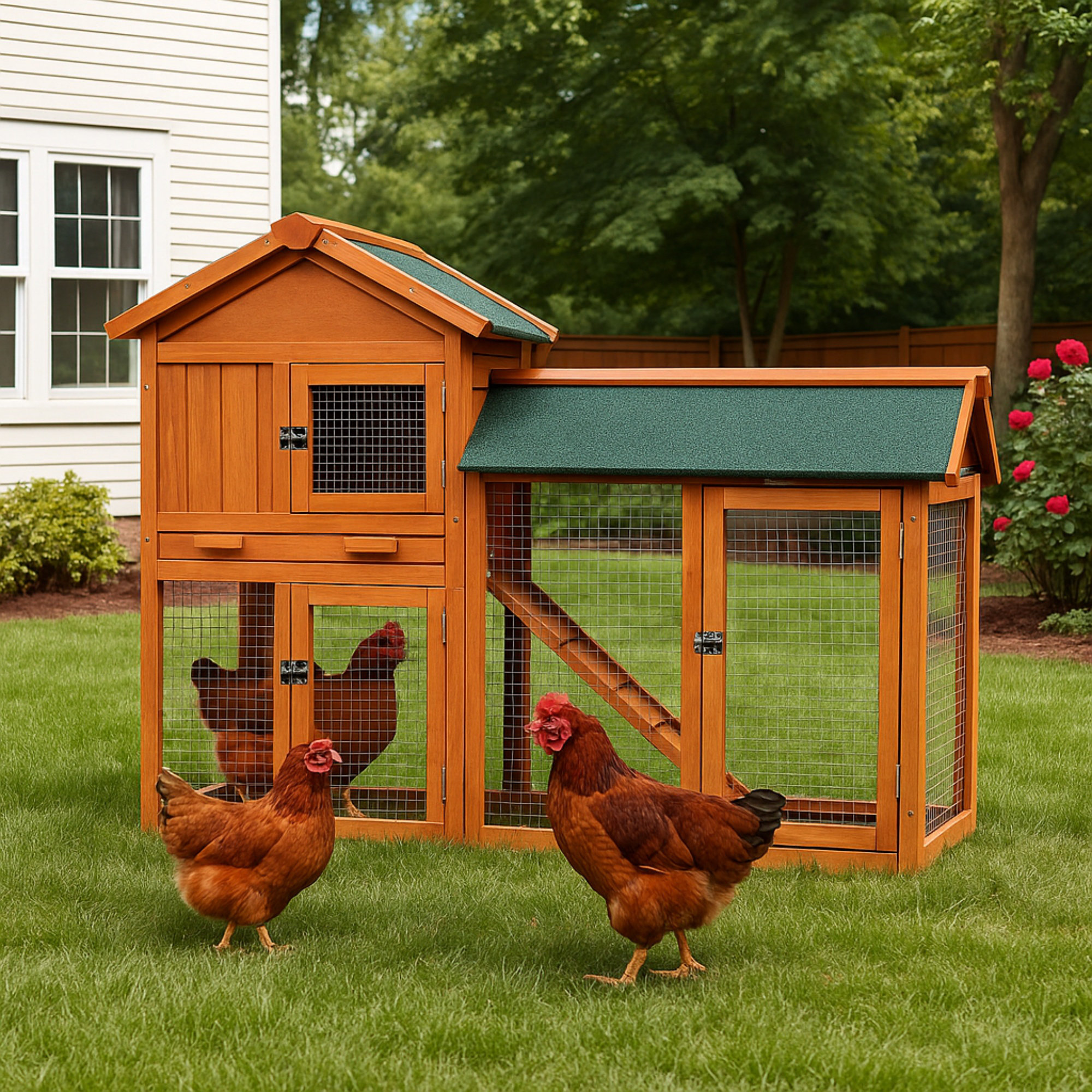 Ophelia & Co. Spacious 2-Story Wooden Pet Hutch With Asphalt Roof And ...