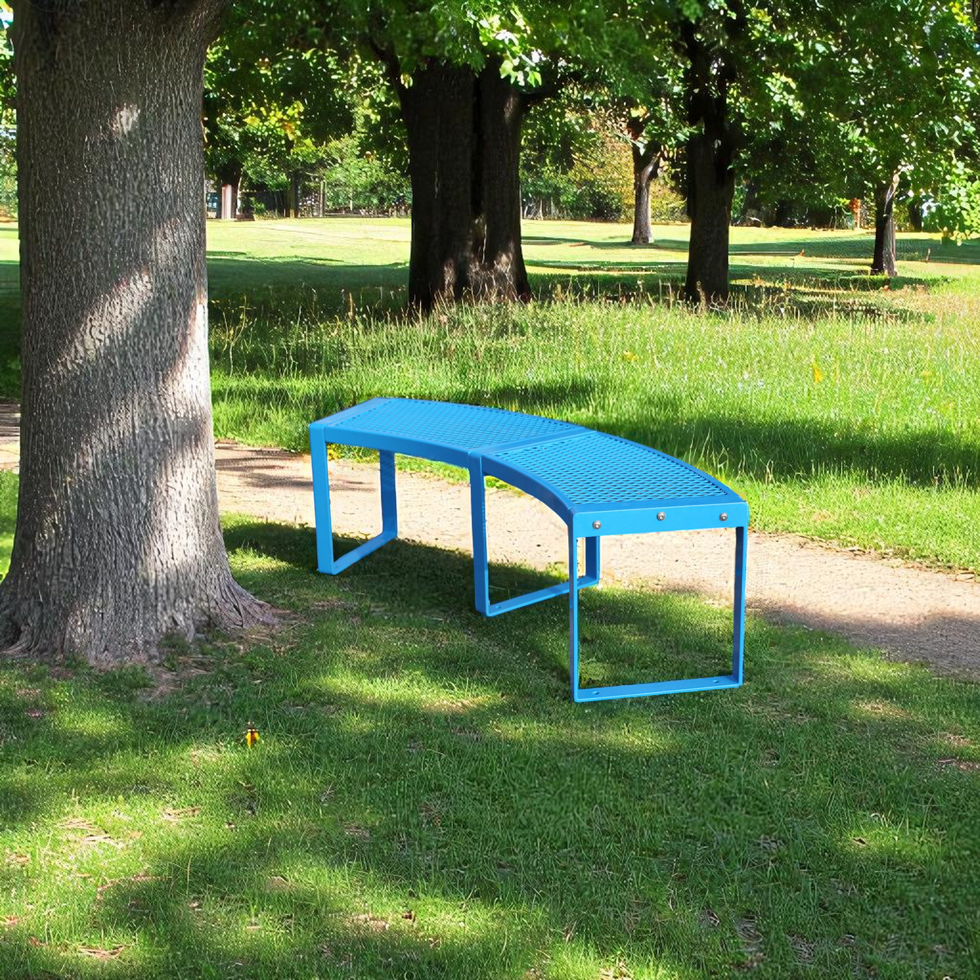 Latitude Run® Thermoplastic Coated Steel Outdoor Curved Park Bench (One ...