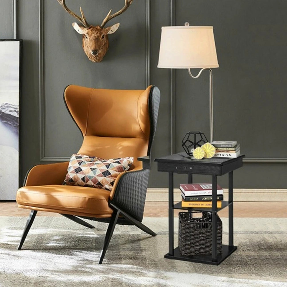 Hokku Designs Dayvonna 58'' White Tray Table with USB and Outlet | Wayfair