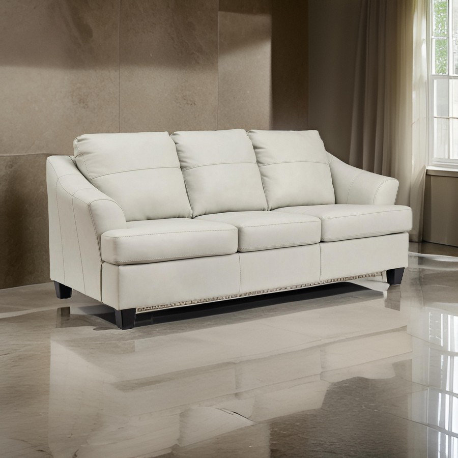 Latitude Run® Ranulf 88 Inch Sofa, Oversized Back Cushion, Off White ...