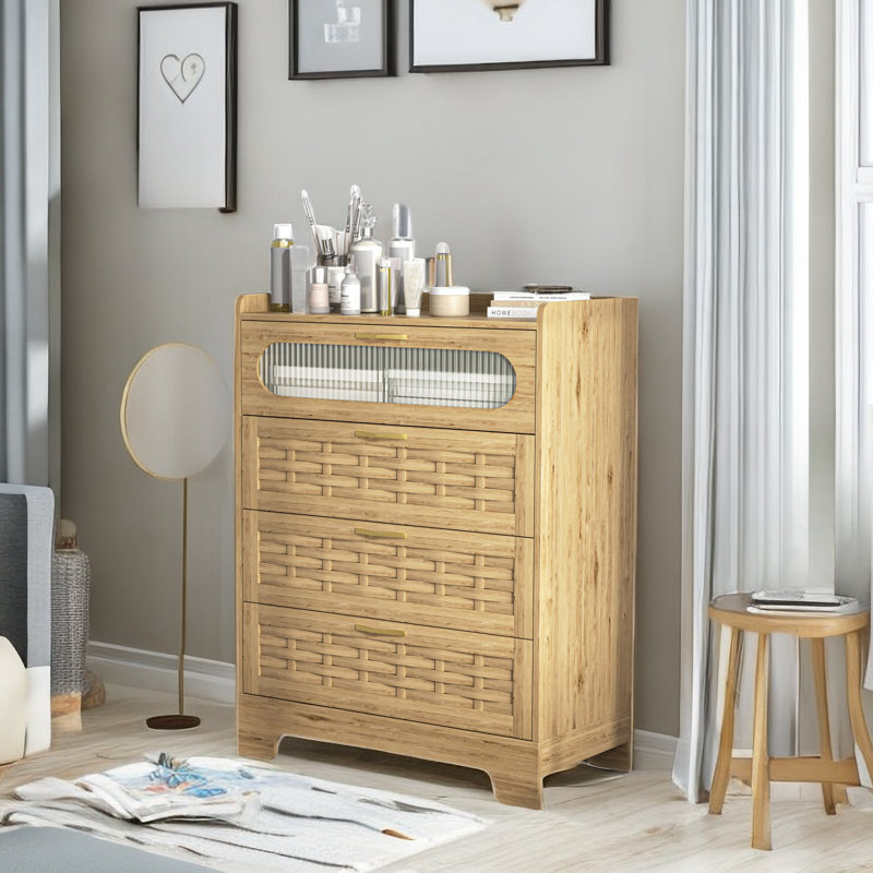 Millwood Pines Damitra Modern Double Dresser with 4 Wide Drawers | Wayfair