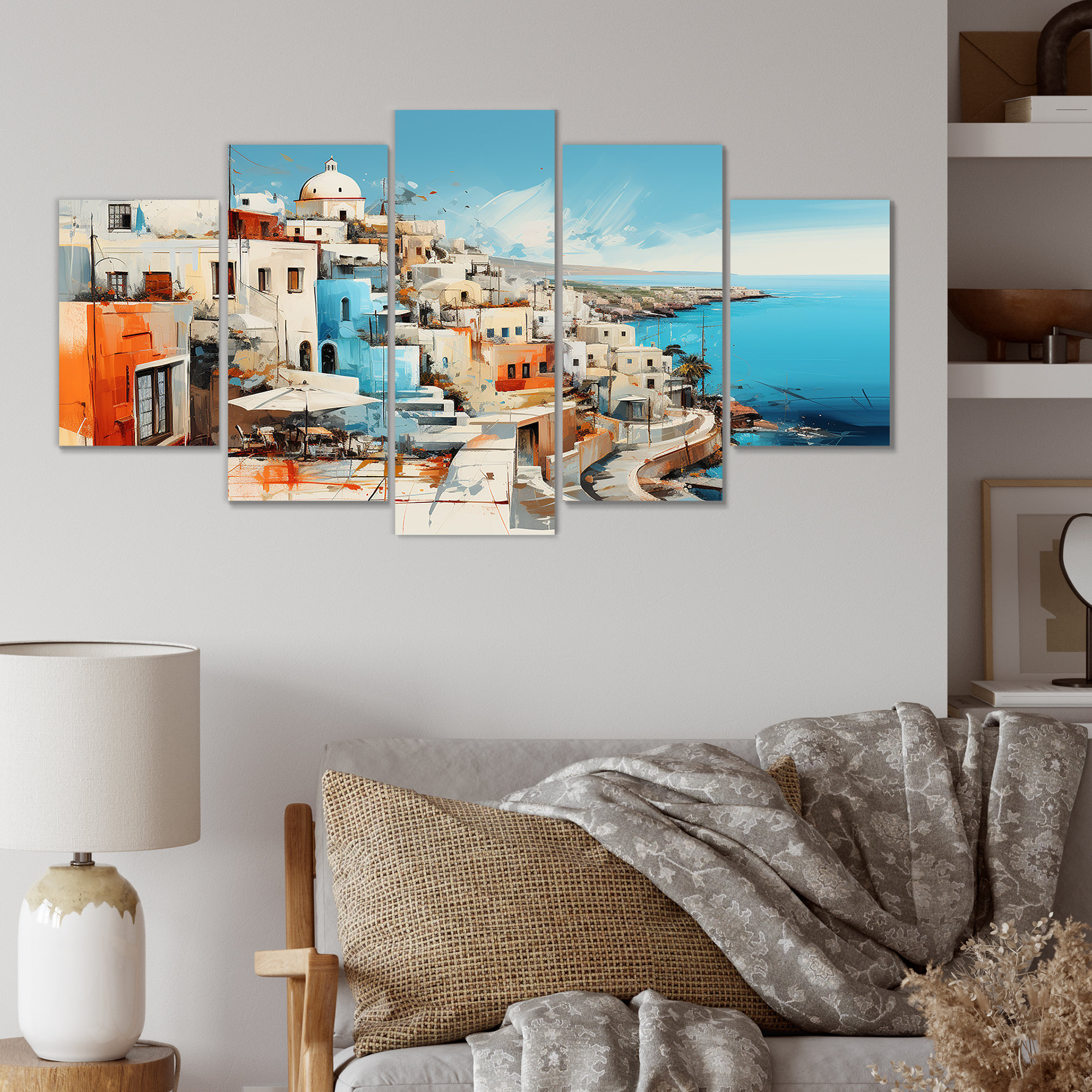 Dovecove Multicolor Santorini Greece II - Santorini Multipanel Wall Art ...