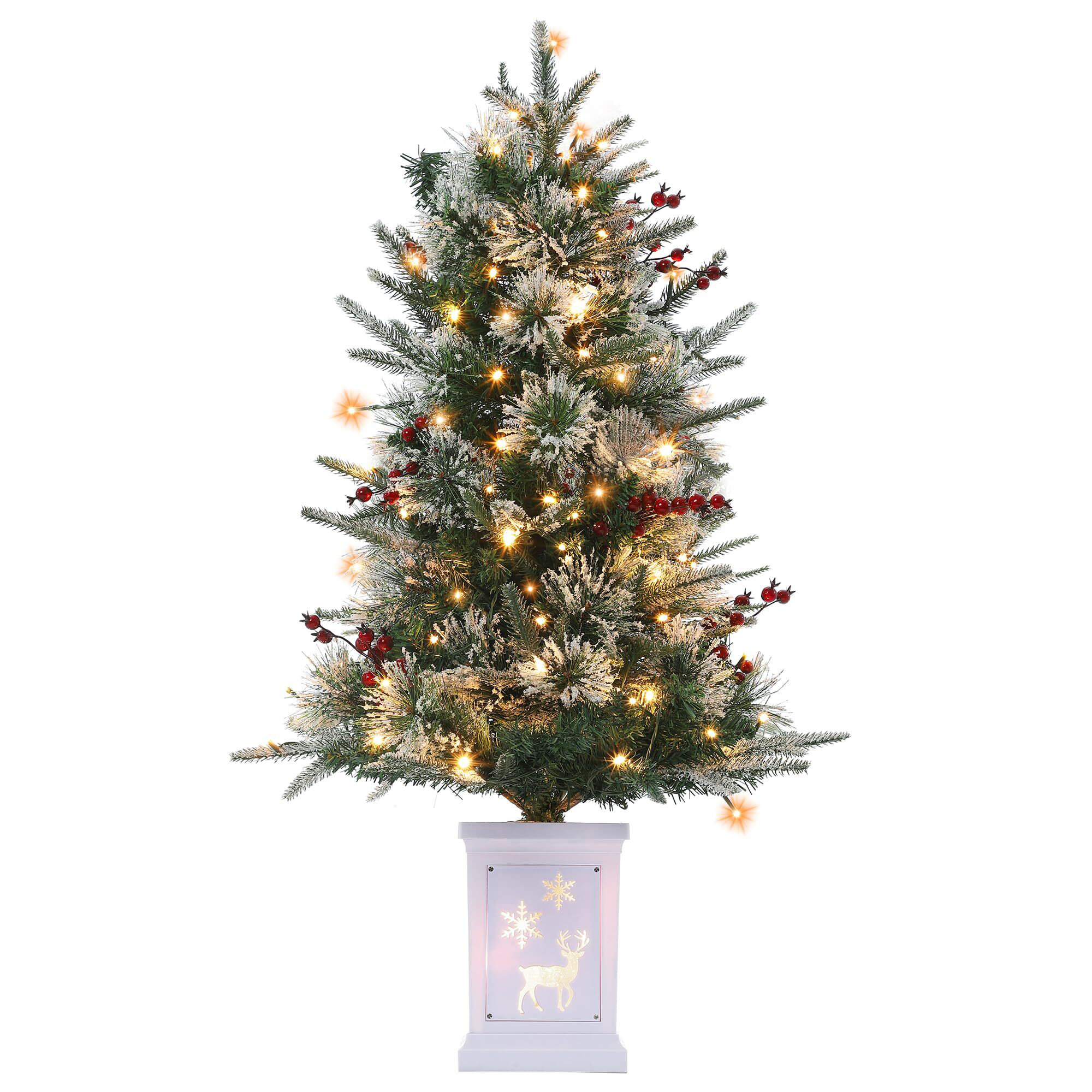 The Holiday Aisle® 3Ft Mini Christmas Tree Pre-Lit Artificial Tree With ...