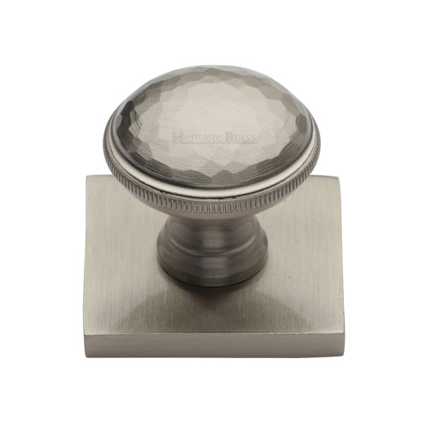 Heritage Brass Cabinet Knob Diamond Cut Design with Square Backplate ...