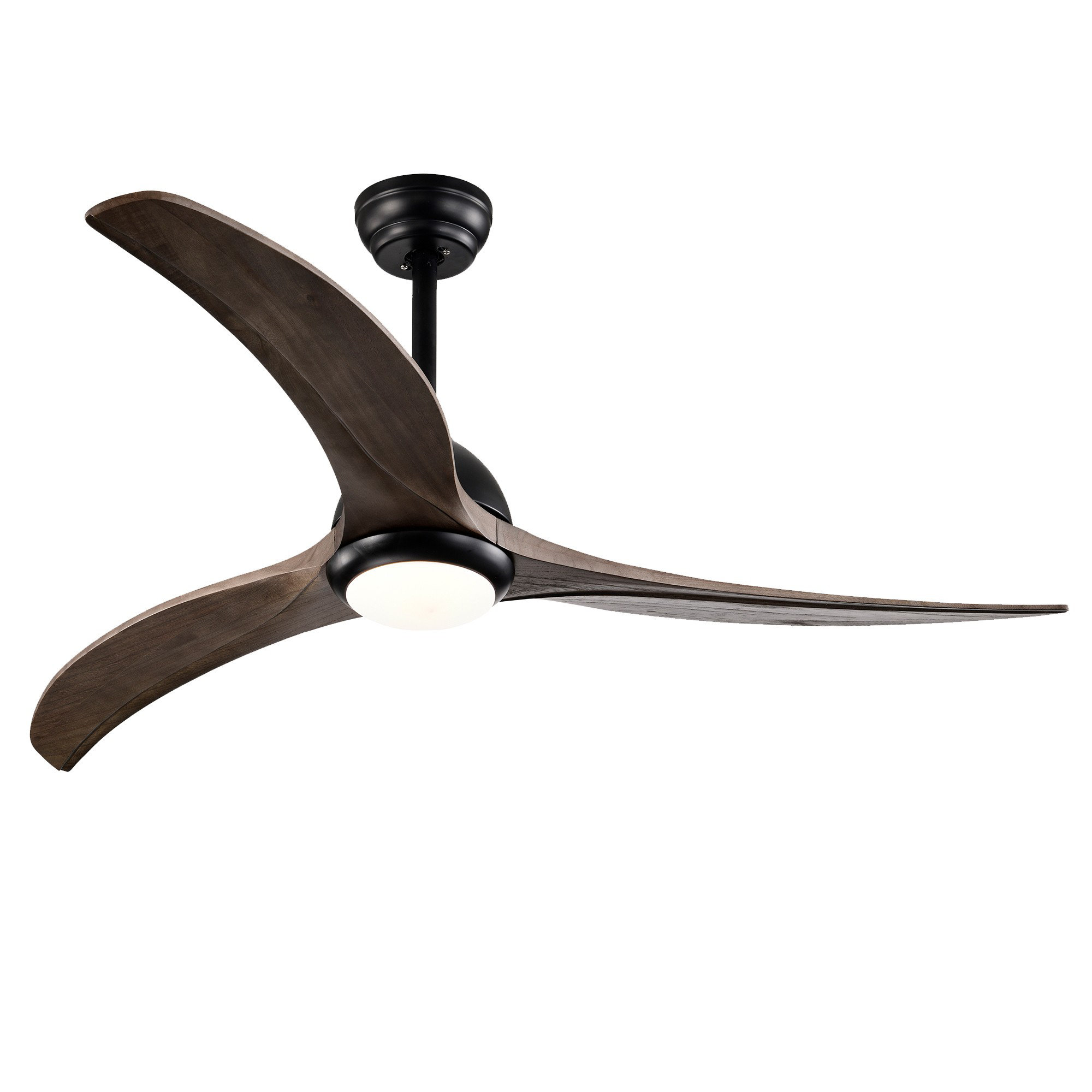 Wrought Studio™ 52" Solid Wood Blade Ceiling Fan with Light & Remote, 6 ...