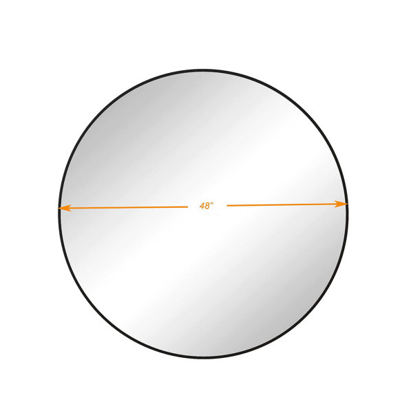 Latitude Run® Wall Mirror 48 Inch Oversized Big Size Black Circular ...