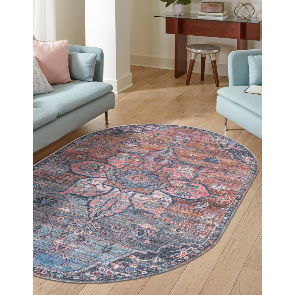 Langley Street® Gwin Oriental Pink/Blue Area Rug & Reviews | Wayfair