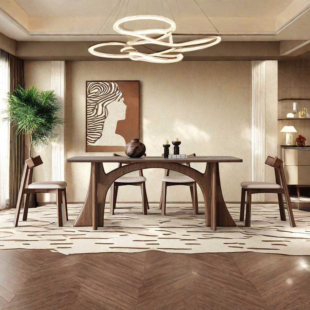 Graceful Nests Furnishings Rectangular ash wood walnut color dining ...