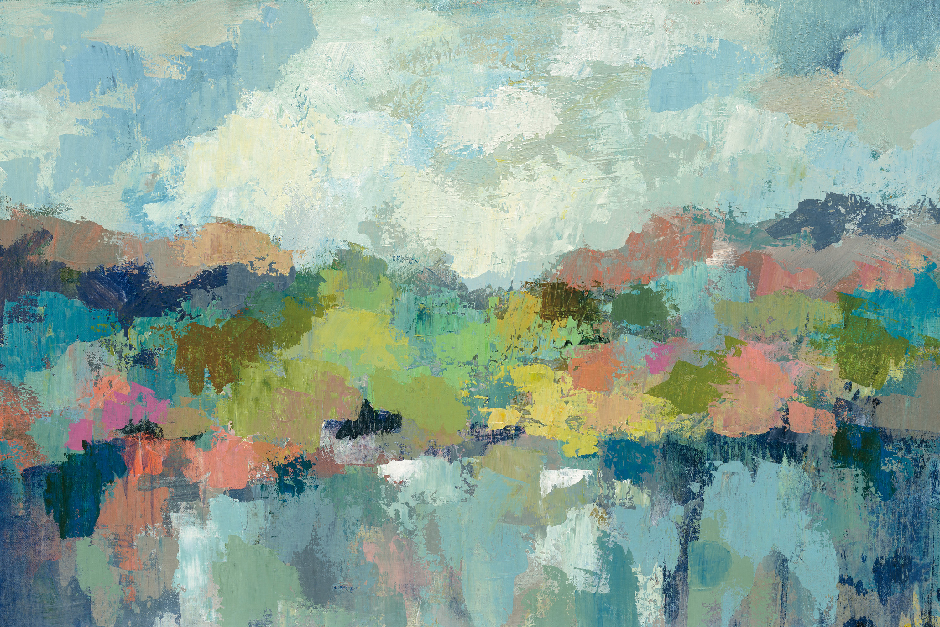 Wrought Studio Abstract Lakeside by Silvia Vassileva Painting | Wayfair