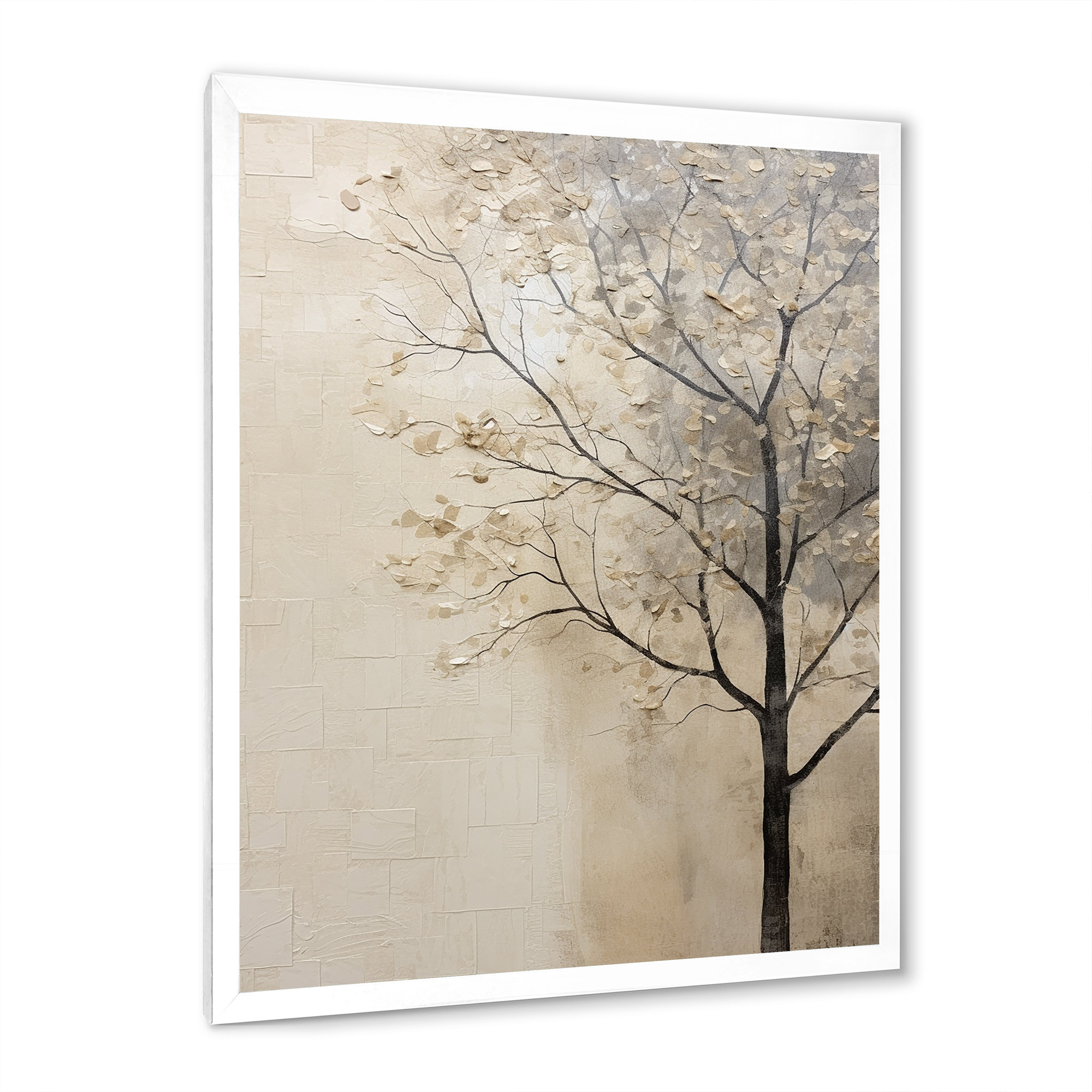 Design Art African Beige Tree Minimalism III - Tree African Canvas ...