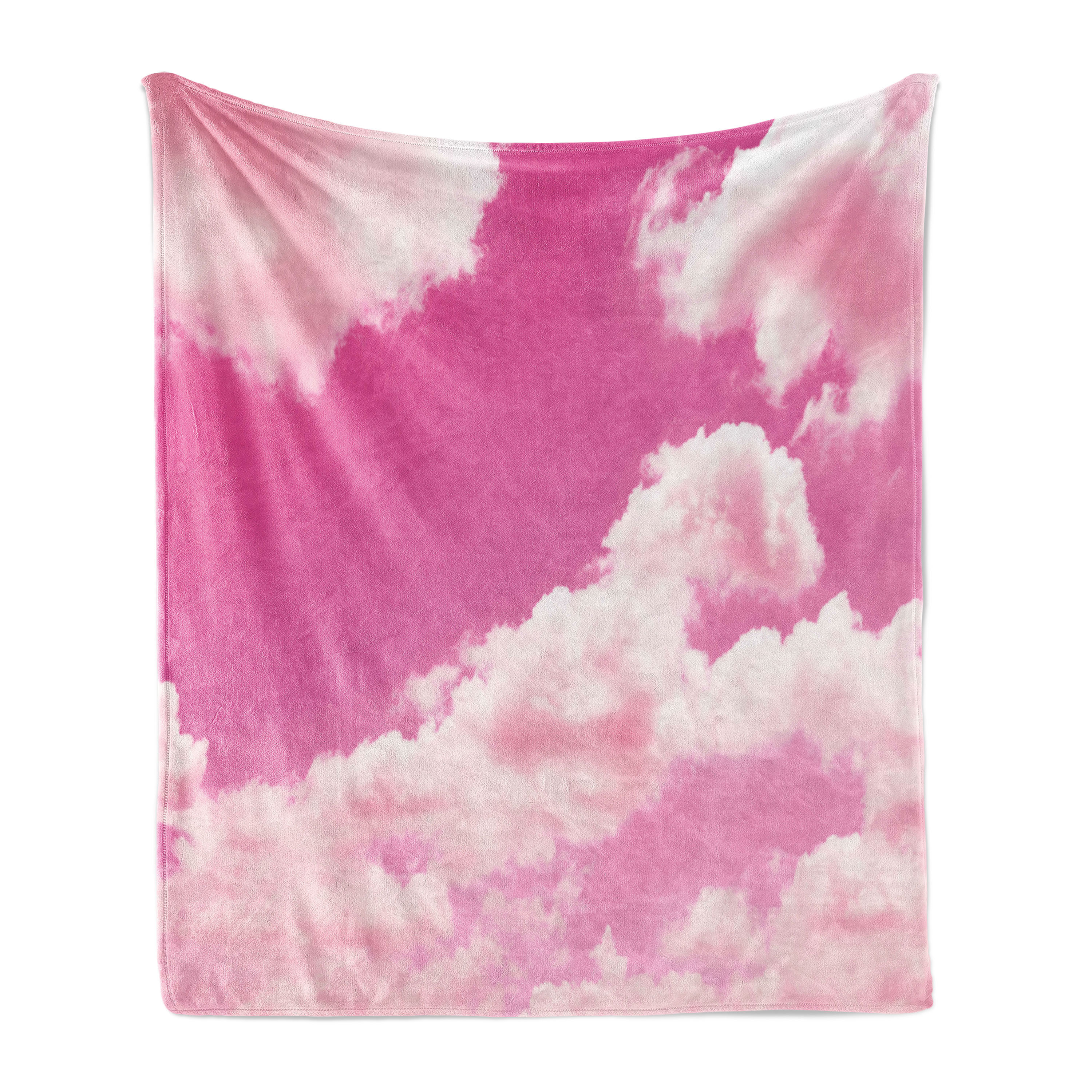 Ambesonne Coral Fleece Throw Blanket Pink Sunset Clouds Pale Coral Pink ...