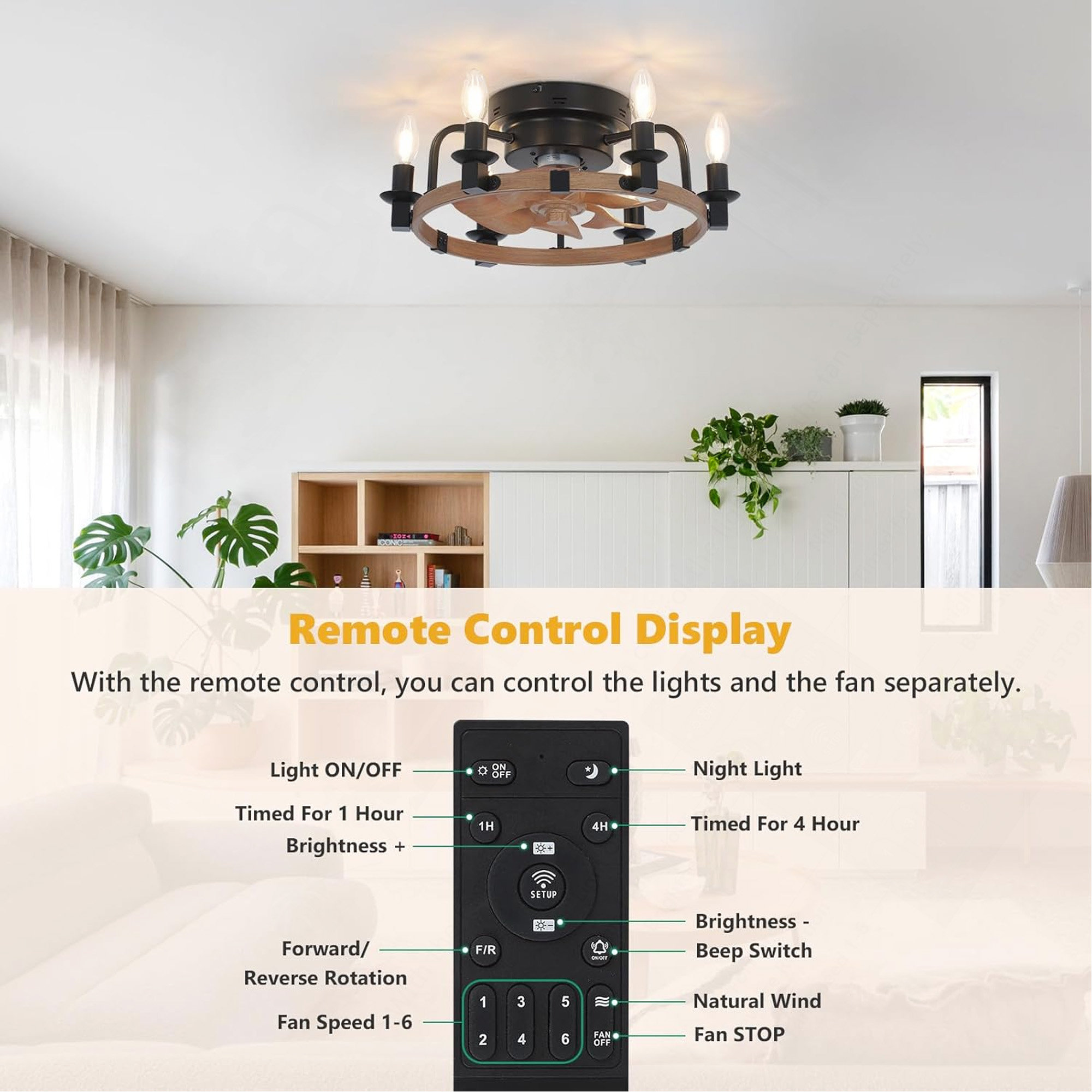 Gracie Oaks Dimmable Ceiling Fans With Lights And Remote, Pendant ...