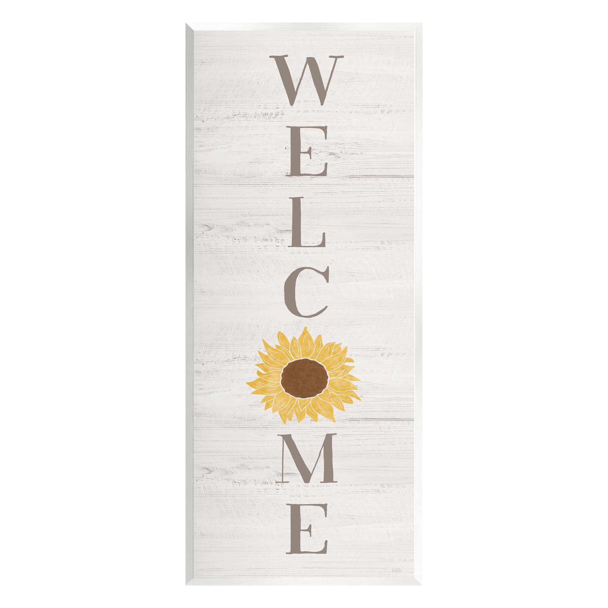 Stupell Industries Welcome Sign Sunflower Grain by Natalie Carpentieri ...