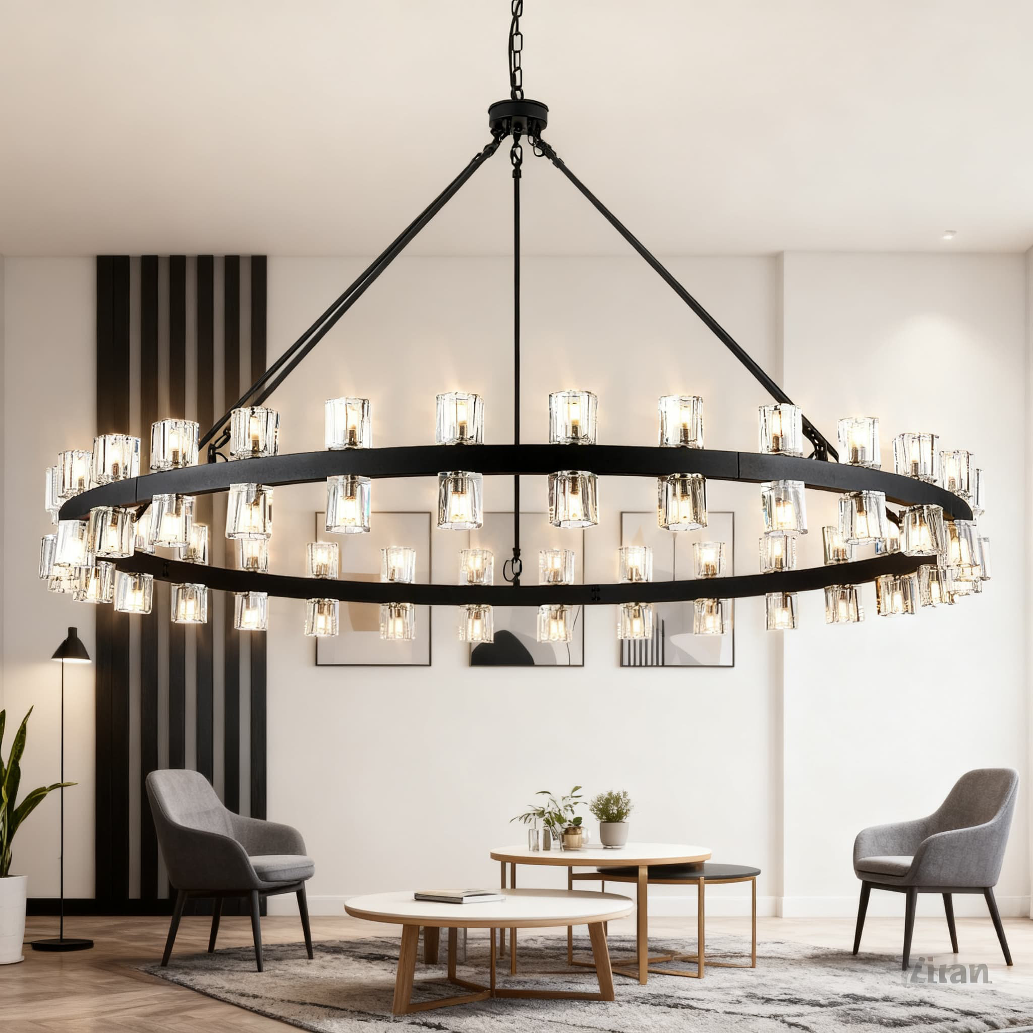 Everly Quinn Modern Farmhouse Wagon Wheel Chandelier With Crystal Shade ...