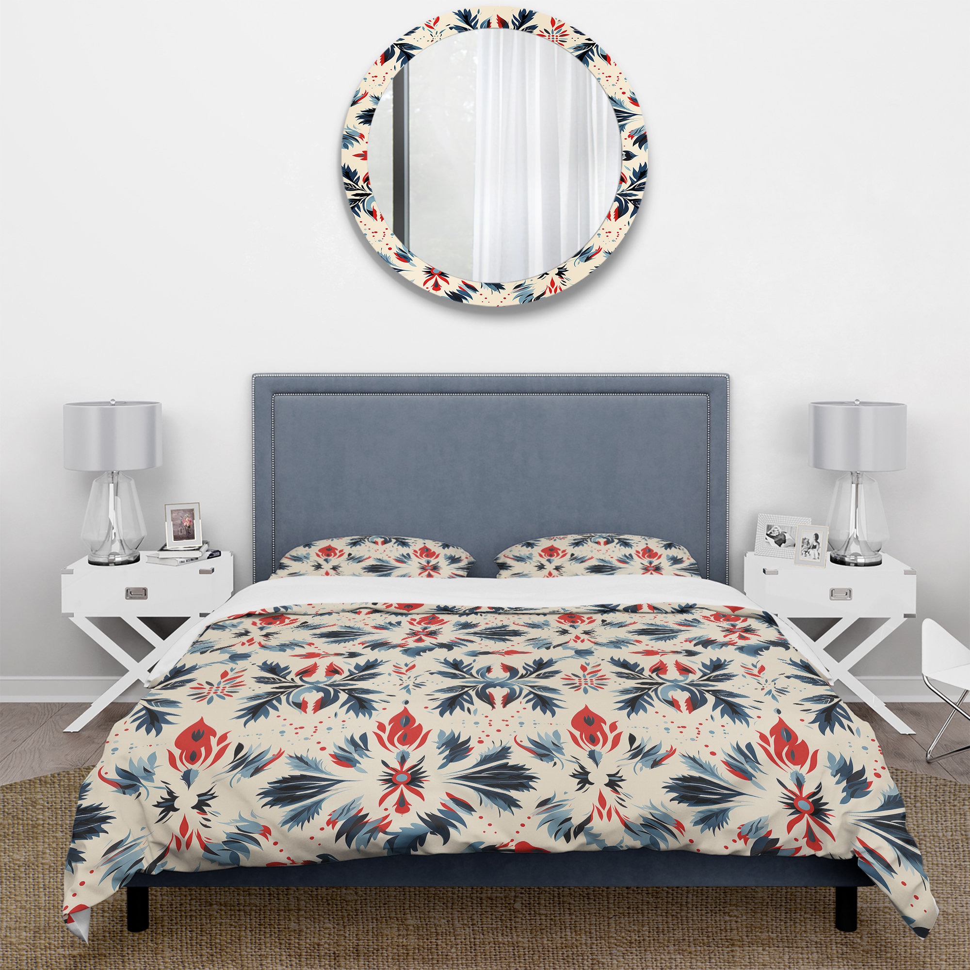 Design Art Blue Ikat Tribe Blend Fuse Duvet Cover Set | Wayfair
