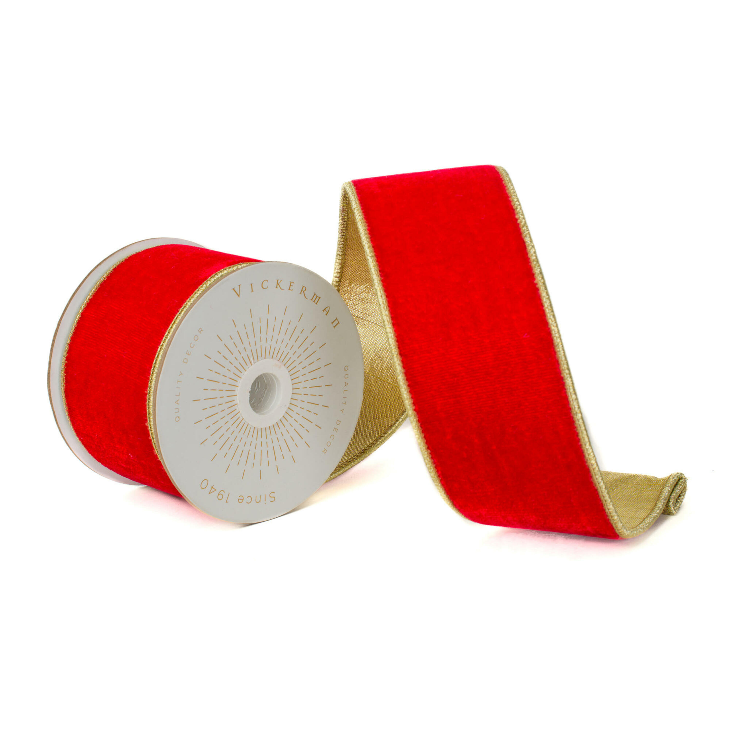 Vickerman 10 Yds Velvet with Gold Trim/Backing Ribbon. | Wayfair